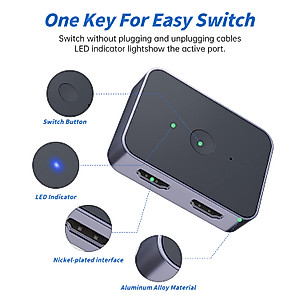 HDMI 2.1 Switch 2 in 1 Out/1 in 2 Out AGFINEST Bi-Directional High Speed 48Gbps HDMI Splitter Support 3D HDR 8K@60Hz 4K@120Hz for HDTV/Monitors/Laptops/PS5/Xbox and etc.(no HDMI Cables)
