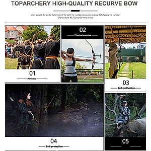 Toparchery Archery Takedown Recurve Bow Hunting Long bow Set Alloy Riser - Right Hand Black - Draw Weight 30lbs 40lbs - with Arrow Sight, Arrow Brush (Black, 40lbs)