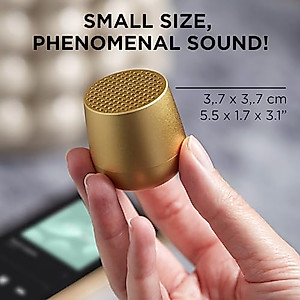 Lexon MINO+ Portable Bluetooth Mini Speaker with HD Sound, Rechargeable and Pairable - Soft Gold
