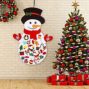 Garma DIY Felt Christmas Snowman for Kids Wall Decorations with 36PCS Wall Hanging Detachable Ornaments, Felt Christmas Crafts Kits Decorations for Toddlers Xmas Gift New Year Parties Supplies