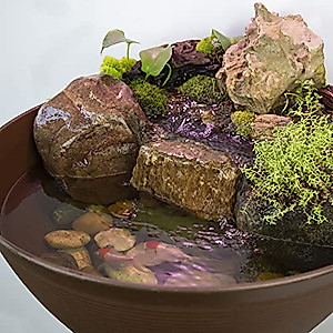 Aquascape 78325 AquaGarden Pond and Waterfall Kit Container Water Garden, Measures 23. 5-inch in Diameter and 9 7/8-inch Tall, Brown