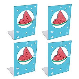 Metal Bookends, Book Stoppers Exquisite Beautiful Anti Slip Portable for Desktop for Study Room for Office (Watermelon)