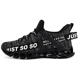 JSLEAP Womens Running Shoes Athletic Walking Sneakers Sports Tennis Shoes,Striped#Black,US 9.5
