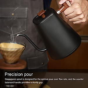 ARKANTOS 1L Gooseneck Electric Kettle with Auto Shut-off, Temperature control Stainless Steel Kettle, Keep Warm for 24h, Dry Burning Protection, Black