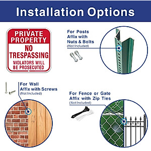 Private Property No Trespassing Sign, Violators Will Be Prosecuted Sign, 12 x 12 Inches Square, 040 Rust Free Aluminum, UV Protected and Waterproof, Weather Resistant, Durable Ink, Easy to Mount