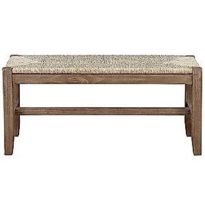 Alaterre Furniture Newport 40" Wood Bench with Rush Seat