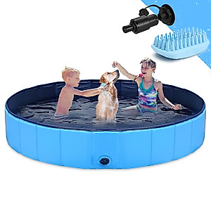 Dog Pool for Extra Large Dogs, Foldable Kiddie Pool Hard Plastic Folding Pet Pools for Dogs, Collapsible Swimming Pool for Kids Slip-Resistant PVC Bathing Tub, XXL 160 * 30CM