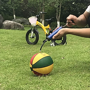 HDNNC Portable Ball Pump with 4 Needles 2 Nozzle 1 Extension Hose Great for All Exercise Balls Rugby Balloon Sports Ball Inflator Air Pump Basketball Pump Football Pump Volleyball Pump Set