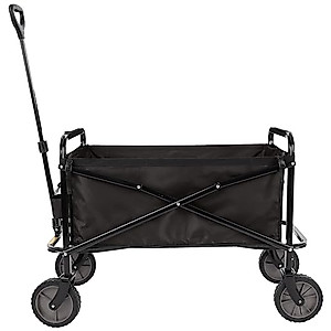Amazon Basics Collapsible Folding Outdoor Utility Wagon with Cover Bag, Black