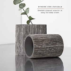 BINO Bathroom Accessories Set - Grey | Soap Dispenser | Toothbrush Holder | Tumbler | 3-Piece Bathroom Organizer Countertop Set | Bathroom Decor | Home Decor | Bathroom Set