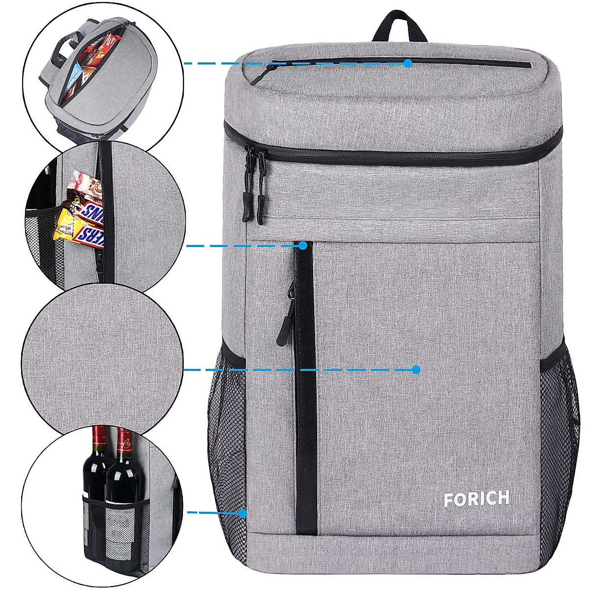FORICH Soft Cooler Backpack Insulated Waterproof Backpack Cooler Bag Leak Proof Portable Small Cooler Backpacks to Work Lunch Travel Beach Camping Hiking Picnic Fishing Beer for Men Women