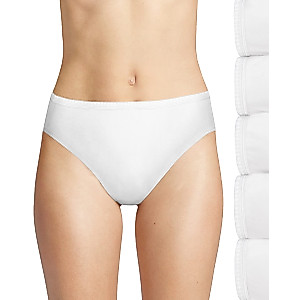 Hanes Ultimate womens 6-pack Breathable Cotton Hi-cut Panty Briefs, White, White, White, White, White, White, 10 US