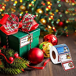 800 Pieces Christmas Tags Christmas to from Labels Self Adhesive Christmas Tag Christmas Stickers Tag Sticker Christmas Paper Tags for Decorations, 8 Styles