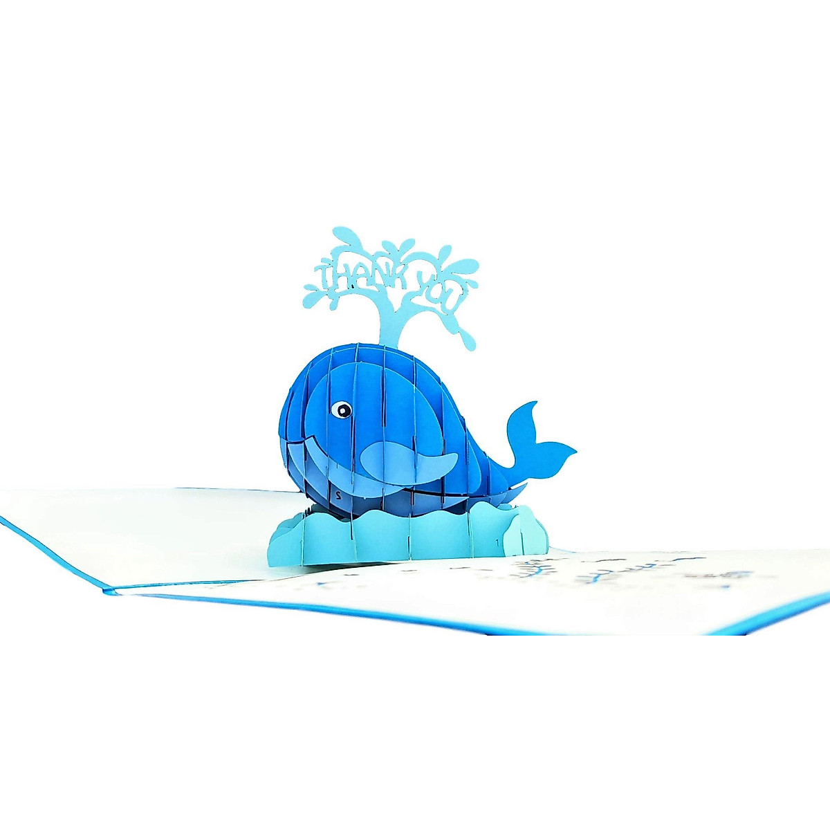 iGifts And Cards Unique Blue Whale Thank You 3D Pop Up Greeting Card - Large, Gratitude, Cute, Animal, Nautical, Ocean, Fun, Graduation, Friendship
