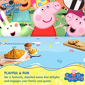 Treasures Gifted Peppa Pig Birthday Party Supplies - Peppa Pig Backdrop - 4.25ft Tall x 6ft Wide Happy Birthday Backdrop - Large Peppa Pig Birthday Banner - Peppa Pig Party Decorations for Wall
