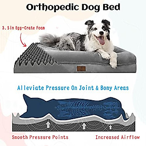Yiruka Dog Beds for Extra Large Dogs, Orthopedic Dog Bed, Washable Dog Bed with [Removable Bolster], Waterproof Dog Bed with Nonskid Bottom, Pet Bed, XL Dog Bed