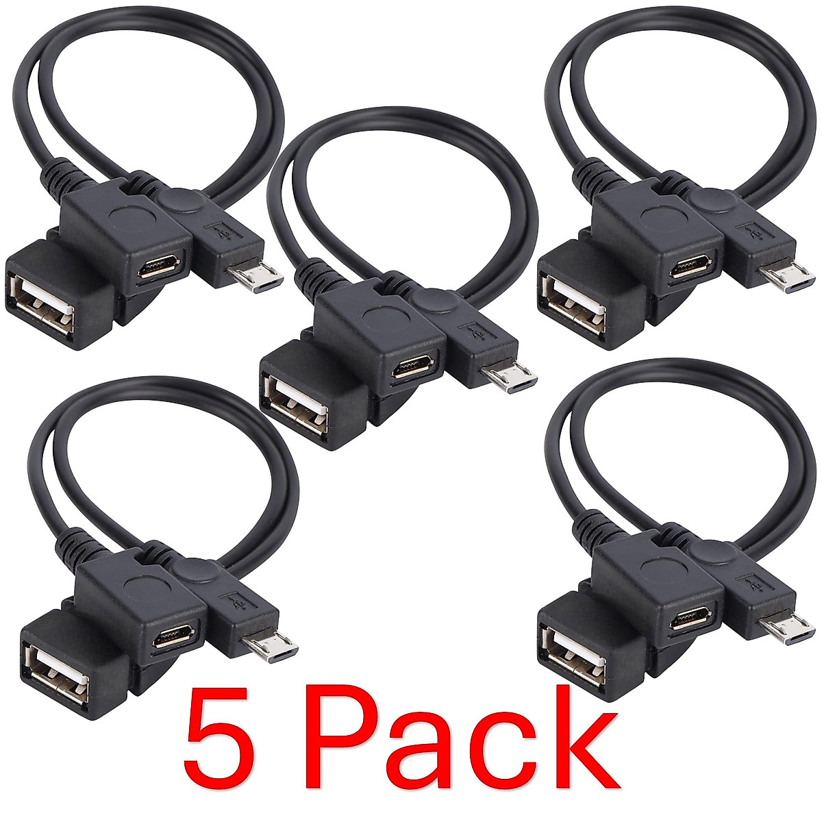[5 Pack] USB OTG Cable for Firesticks 4K/4K Max/Cube/lite/2nd Gen. Universal Micro Power Enabled Adapter Android Devices - Samsung, LG, HTC, 6-Inch