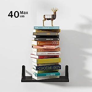 Aiyome, Wall Floating Shelves, Wall Mounted Shelf Set of 4, with Metal Baskets, Rustic Décor Style, Shelf for Bathroom, Kitchen, Bedroom, Storage, Living Room - Black.