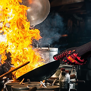 Black Rock Grill Fire & Heat Resistant Cooking Gloves 923F -28cm Silicone Safety Oven Mitts with Fingers- Gloves for Grilling, BBQ, Fireplace, Lava Stones, EN407,EN388, EN ISO 21420 Certified (Medium)