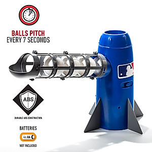 Franklin Sports MLB Kids Pitching Machine - POP ROCKET Kids Baseball Trainer - Includes 5 Plastic Baseballs & Baseball Bat, Multicolor Medium