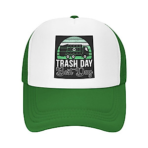 Trash Day Best Day Waste Management Garbage Truck Trucker Hat Green Men Mesh Back Adjustable Women Sun Summer Snapback Dad Baseball Cap