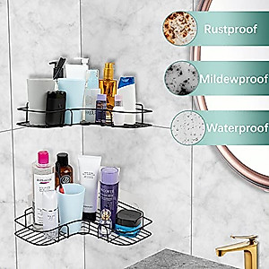 REFFU Corner Shower Caddy, 2 pack Adhesive Shower Organizer No Drilling, Rustproof Stainless-Steel Bathroom Shower Organizer Rack, Shower Storage for 90° Wall