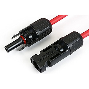 TEMCo 100' Red + 100' Black 10 AWG/Gauge Solar Panel Extension Cable with M/F Solar Connector Ends (Variety of Lengths Available)