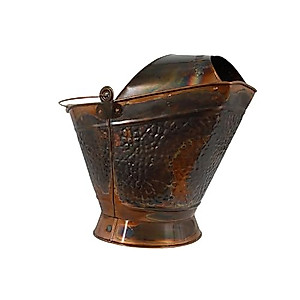 Coal Hod Bucket - Distressed Brass - Decorative Appeal - for Fireplace & Pellet Stove Ashes - Easy Hopper Filling - Lightweight