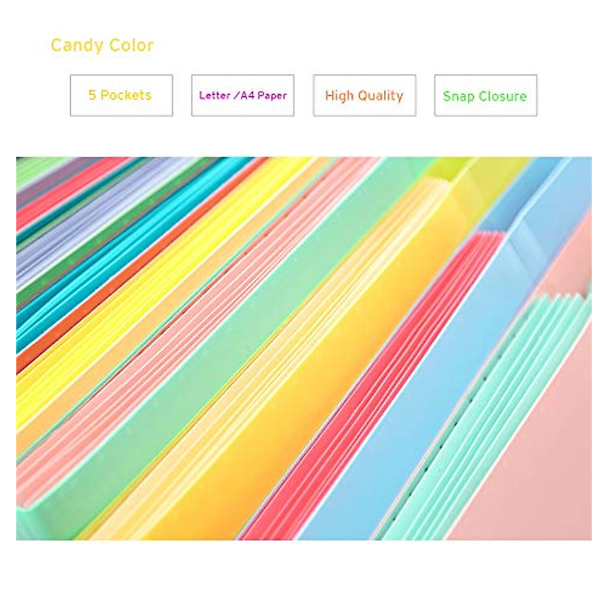 Expanding File Folders, Plastic A4 Letter Size Document Organizer with File Folder Labels for School Office Home (Yellow)