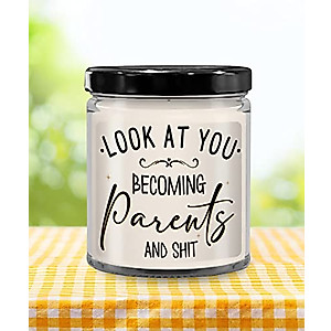 The Improper Mug Look at You Becoming Parents Candle Baby Shower Ideas for New Mom and Dad First Time Expecting Mother Father Parenthood Keepsake 9 Oz. Vanilla Scented