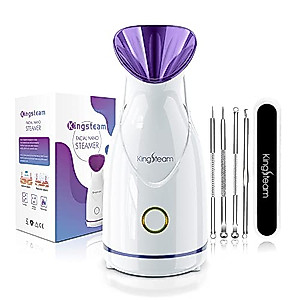 Kingsteam Facial Steamer - Nano Ionic Face Steamer Warm Mist Steamer for Face Home Sauna SPA, Face Humidifier Steamer for Facial Deep Cleaning Unclogs Pores, with Aromatherapy Kit (Purple)