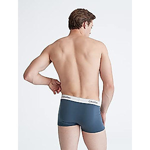 Calvin Klein Men's Modern Cotton Stretch 3-Pack Low Rise Trunk, Grey Heather, Blue Edge, Fuschia Berry, Medium