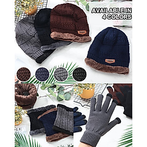 12 Pieces Winter Hat Scarf Gloves Set Snow Beanie Hat Knit Skull Caps Touch Screen Mittens Warm Neck Warmer for Men Women Cold Weather Skiing, 4 Colors