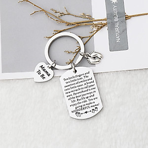 MYOSPARK Mommy To Be Gift New Mommy Keychain Baby Announcement Gift Expecting Mom Gift Parenthood Is One Of The Best Journeys (little fingers DT)