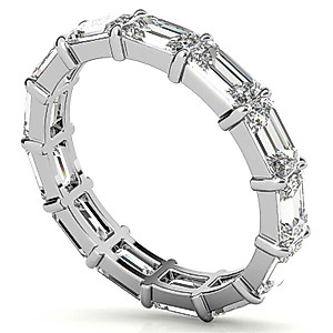 Love Band Moissanite Engagement Band for Women, Wedding Band 2.00 CT, Colorless, VVS1 Clarity Emerald Cut Moissanite Band in Sterling Silver, Promise Ring For Her (7)