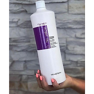Fanola No Yellow Shampoo With Purple Violet Pigments To Eliminate Unwanted Yellow Tones & Brassiness In Platinum, Light Blonde, Gray, Bleached, or Highlighted Hair 1000ml
