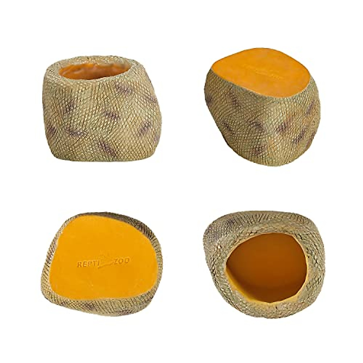 REPTIZOO Snake Water Bowl Terrarium Resin Rock Deep Snake Water Dish Anti-Overturning Reptile Bath Bowl(Medium)