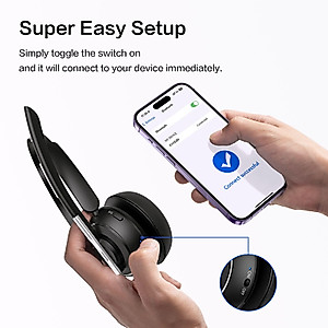 PrancyBt Bluetooth Headset, Wireless Headset with Microphone for PC, V5.2 Computer Headset with Noise Cancelling Mic, USB Dongle, Charging Base & Mute Button for Work, Cell Phones, Computer (Black)