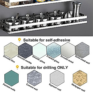 Bathroom Shower Stainless Steel Shelf SUS304 Self-Adhesive/Screws Drilling 11.8" Rectangular Storage Organizer Shelves Wall Mounted Bath Shower Shelf Brushed Finish for Bathroom, Washroom, Kitchen
