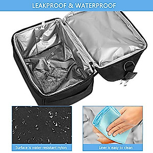 UTOTEBAG Double Deck Lunch Bag Leak Proof Insulated Lunch Box Large Cooler Tote Bag Thermal Meal Prep Organizer with Removable Strap for Men Women, Black