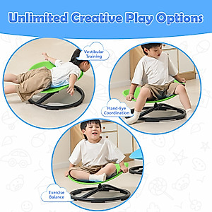 makarci Kids Sensory Swivel Chair - Spinning Chair for Autistic Kids, Toddlers & ADHD, Sit and Spin Toy for Autism Sensory Play, Body Coordination, and Relieving Motion Sickness (Green)