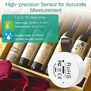 ORIA Thermometer Hygrometer, Wireless Humidity Temperature Sensor Mini with Data Export and Alert, Temp Humidity Monitor for House, 2 Pack