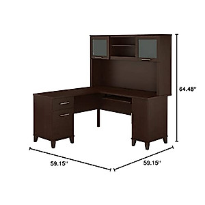 Somerset 60W L Shaped Desk with Hutch in Mocha Cherry