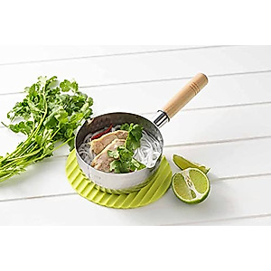 Yoshikawa YJ3367 Yukihira Pot, 5.5 inches (14 cm), For Gas Stoves, Stainless Steel, Made in Japan, One-Handed Pot, Tsubamesanjo, Double-Side Pourer, Milk Pan