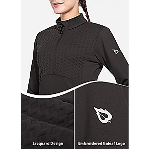 baleaf Women's Horse Riding Shirts Long Sleeve Half Zip Pullover Fleece Jacket Winter Cold Weather Running Gear Black M