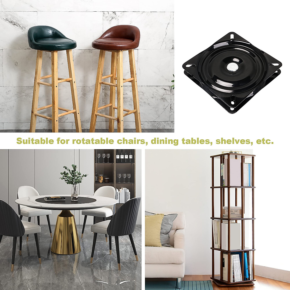 6" Square Swivel Replacement for Recliner Chair or Furniture - Ball Bearing Swivel A3 Steel Plate