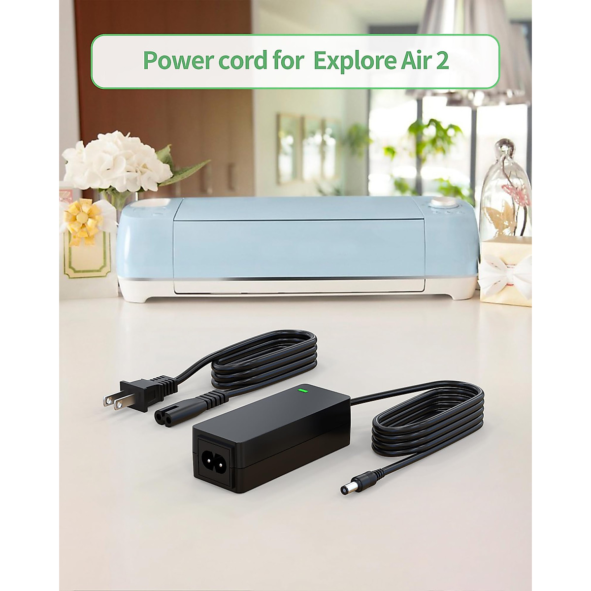 Power Cord for Cricut Explore air 2, Expression 2, Personal Expression Create, Mini, Cake, Explore, Cricut Maker Model: KSAH1800250T1M2 Cutting Charger Power Supply Cord