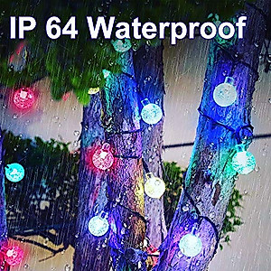 Solar String Lights Outdoor Waterproof, 30.2 FT 60 LED Crystal Globe Twinkle Lights Solar& USB Powered with 8 Lighting Modes for Garden Patio Backyard Party Wedding (60 LED, Multi-Colored)