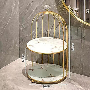 NC Desktop Perfume Organizer Cake Cupcakes Serving Holder Makeup Jewelry Rings Display Stand Bathroom Living Room Storage Rack Shelf - White 2 Tier