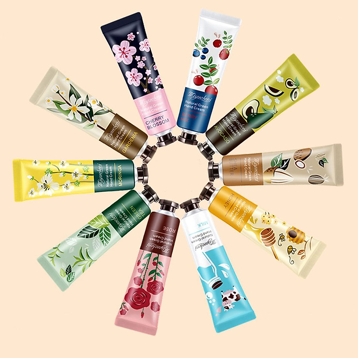 BONNIESTORE 10 Pack Plant Fragrance Hand Cream, Moisturizing Hand Care Cream Travel Gift Set With Natural Aloe And Vitamin E For Women Bridesmaid-30ml